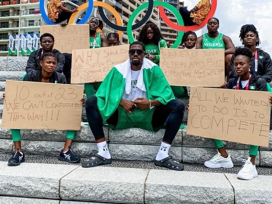 In Pictures: Nigerian athletes protest exclusion at Tokyo Olympic ...